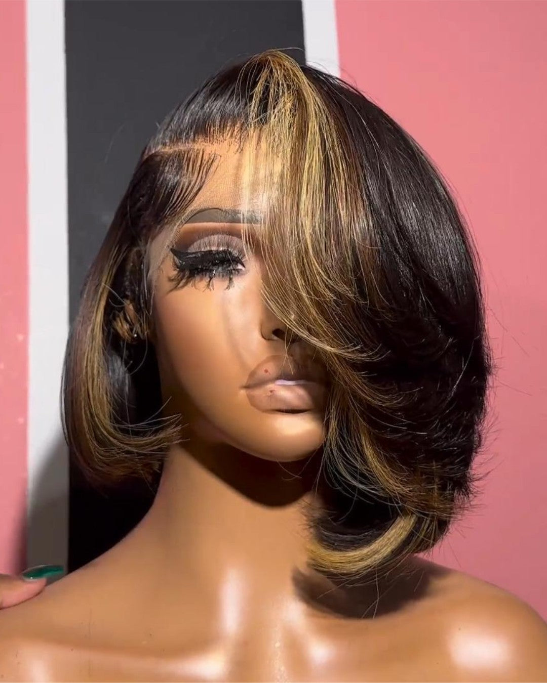 5x5 Lace Closure Side Part Blonde Bangs Wig – Instyle wig