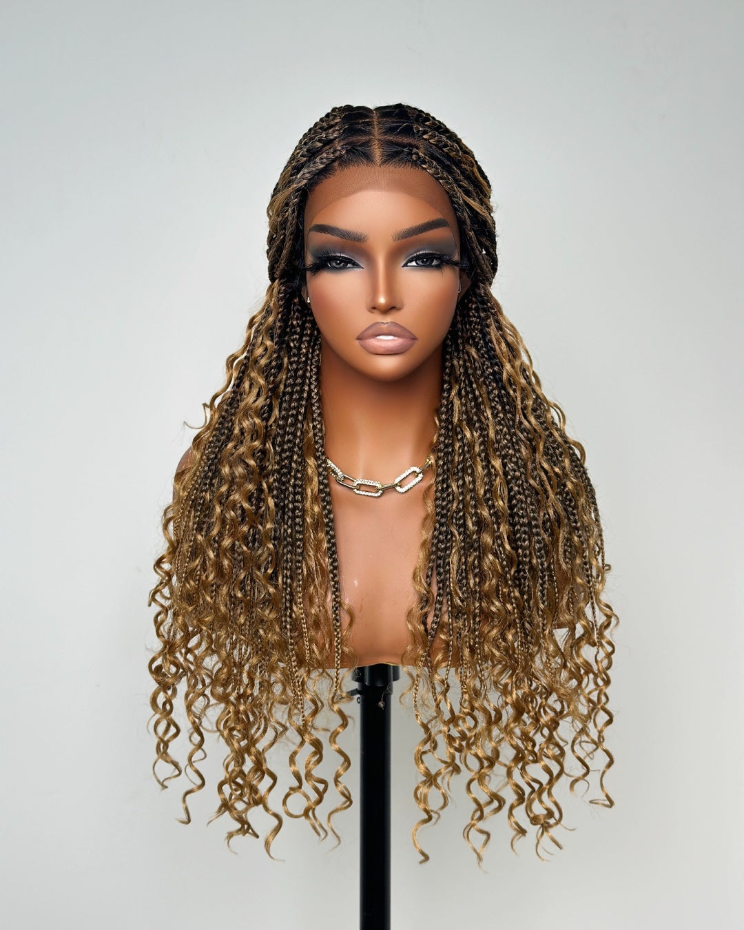 Tangleless Full Lace Bohemian Braided Curls Ombre Blonde Invisi Drawst ...