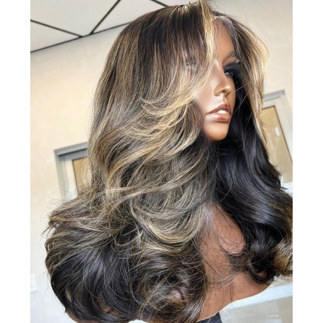 Designer Blonde Highlighted Layered Wavy 13x4 Lace Front Wig – Instyle wig